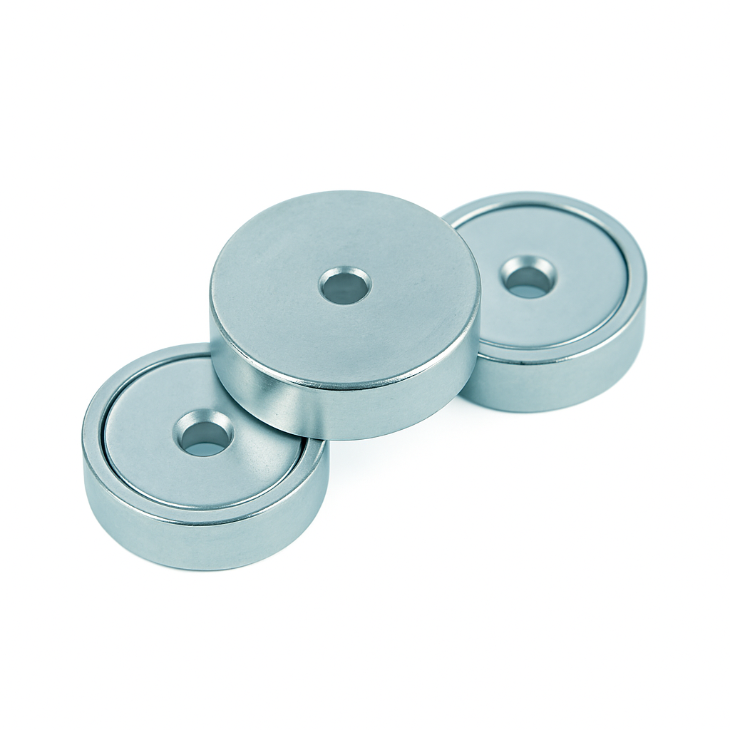 Neodymium Shallow Pot Magnets with Countersunk Hole – Eclipse Magnetics Ltd